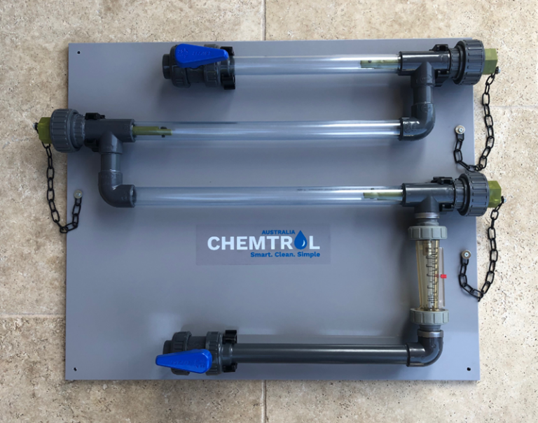 Coupon rack with 3x stations and flow meter - CHEMTROL